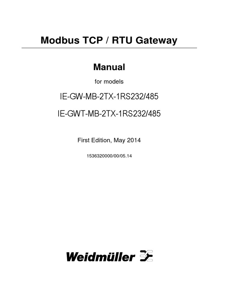 Modbus TCP / RTU Gateway: IE-GW-MB-2TX-1RS232/485 IE-GWT-MB-2TX-1RS232 ...