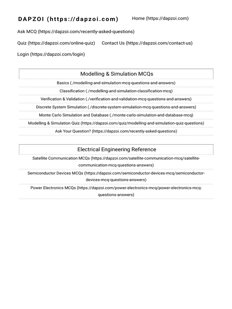 Modelling & Simulation MCQ Questions & Answers - Dapzoi | PDF ...