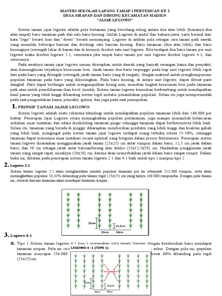 Materi Sekolah Lapang - 2. Jajar Legowo | PDF