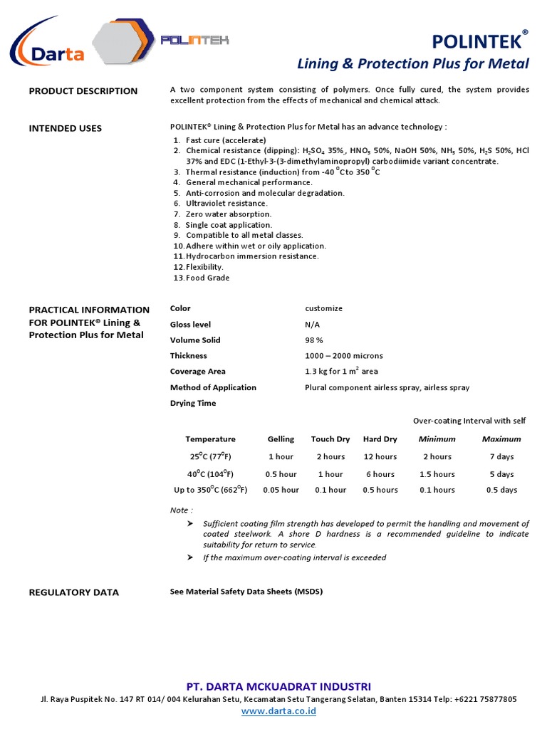 Tds Polintek L&P Plus For Metal-Dmi Industri | PDF | Chemical Product Engineering | Industrial ...