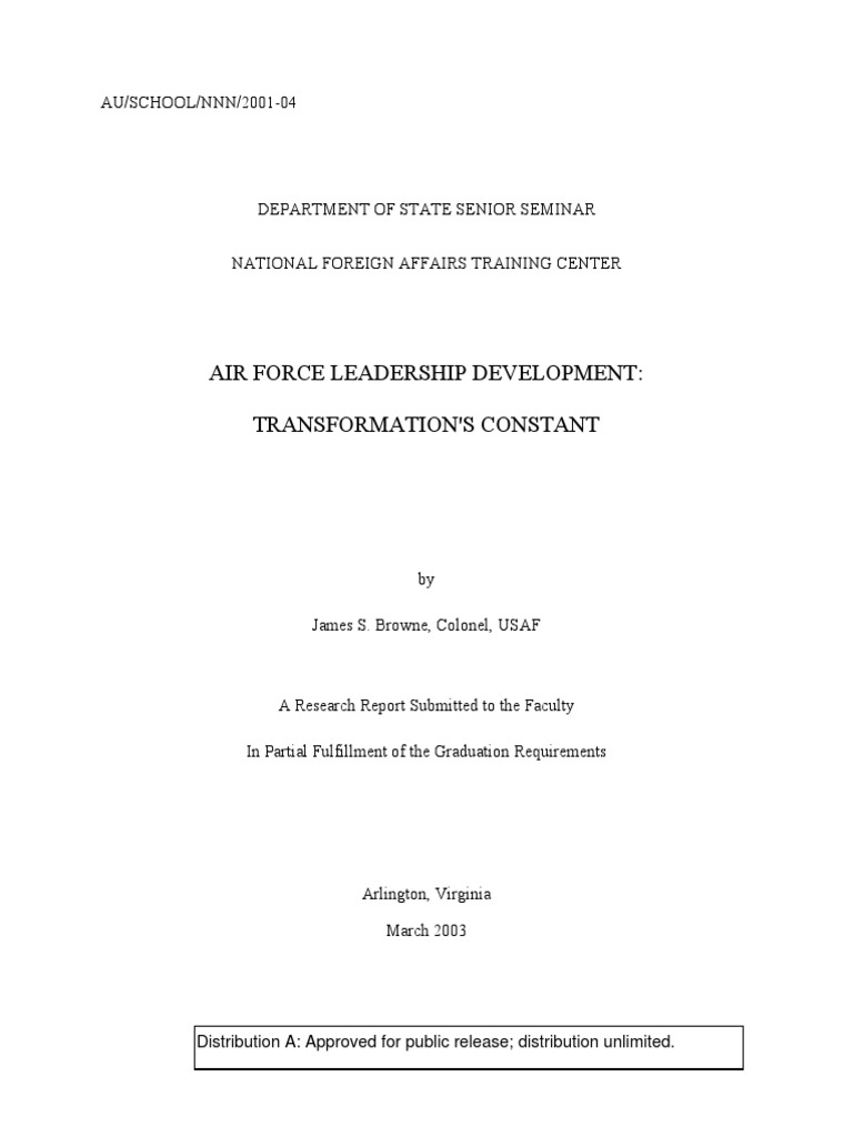 Air Force Leadership Development: Transformation'S Constant | PDF ...