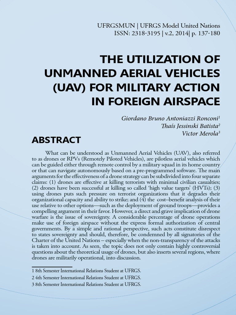 The Utilization of Unmanned Aerial Vehicles (Uav) For Military Action in Foreign Airspace | PDF ...