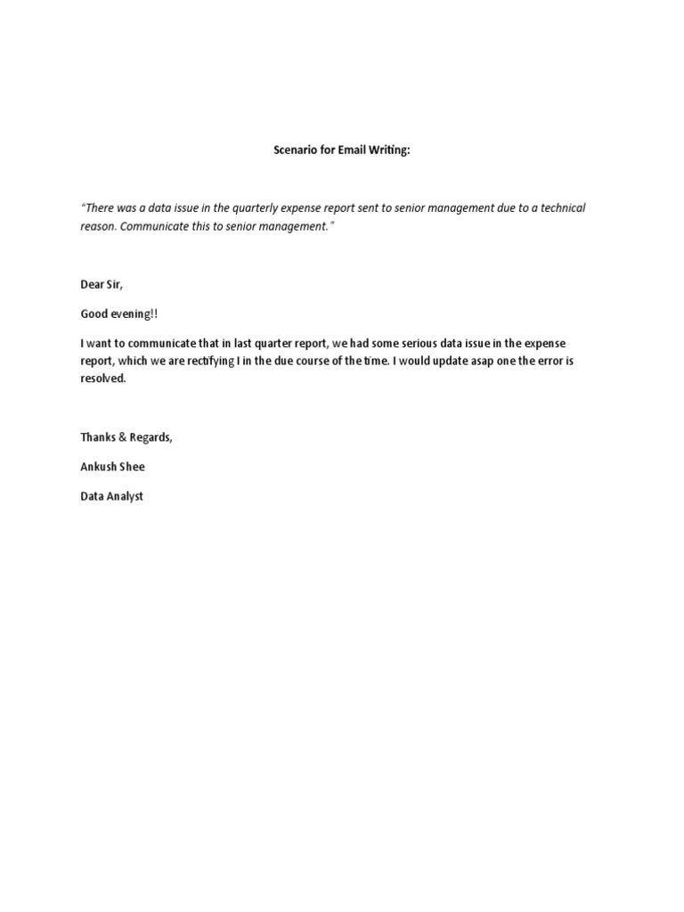Scenario For Email Writing Document | PDF | Computers