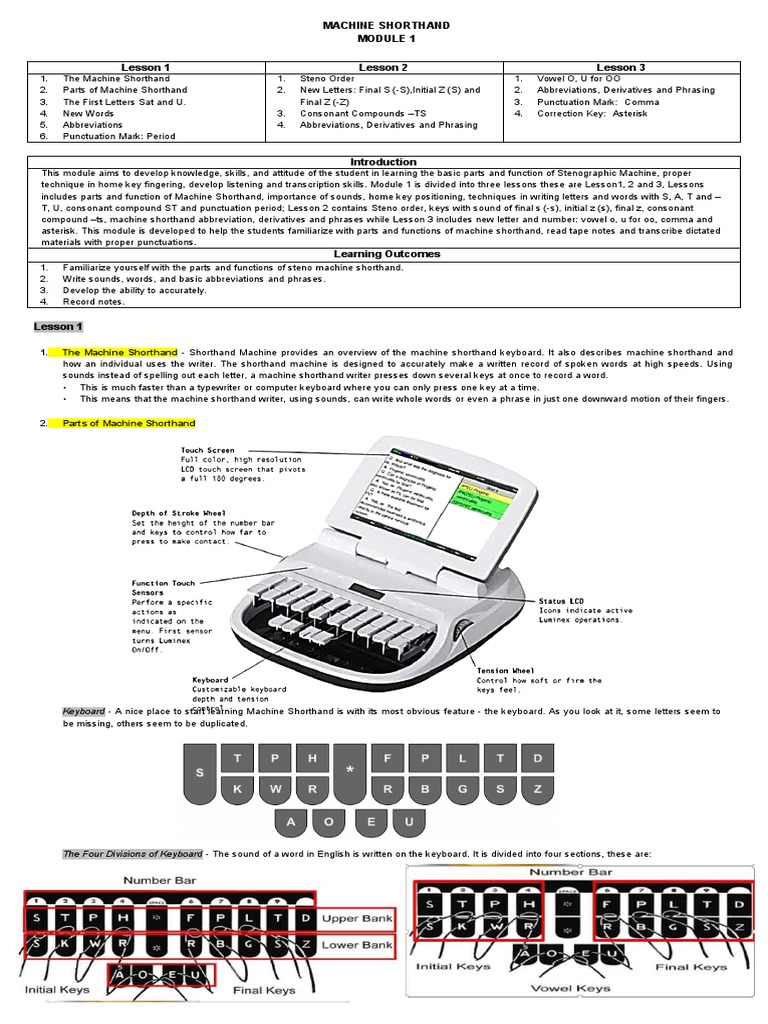 Machine Shorthand Lesson 1 Lesson 2 Lesson 3 | PDF | Shorthand ...