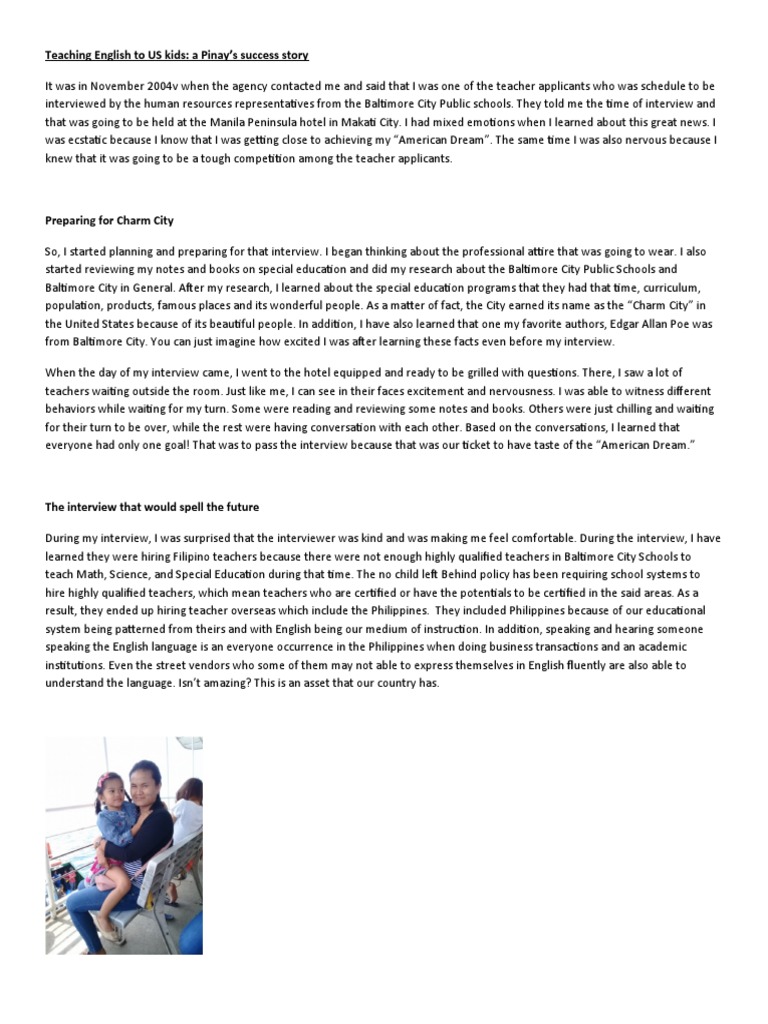 Teaching English To US Kids: A Pinay's Success Story | PDF | Cognition
