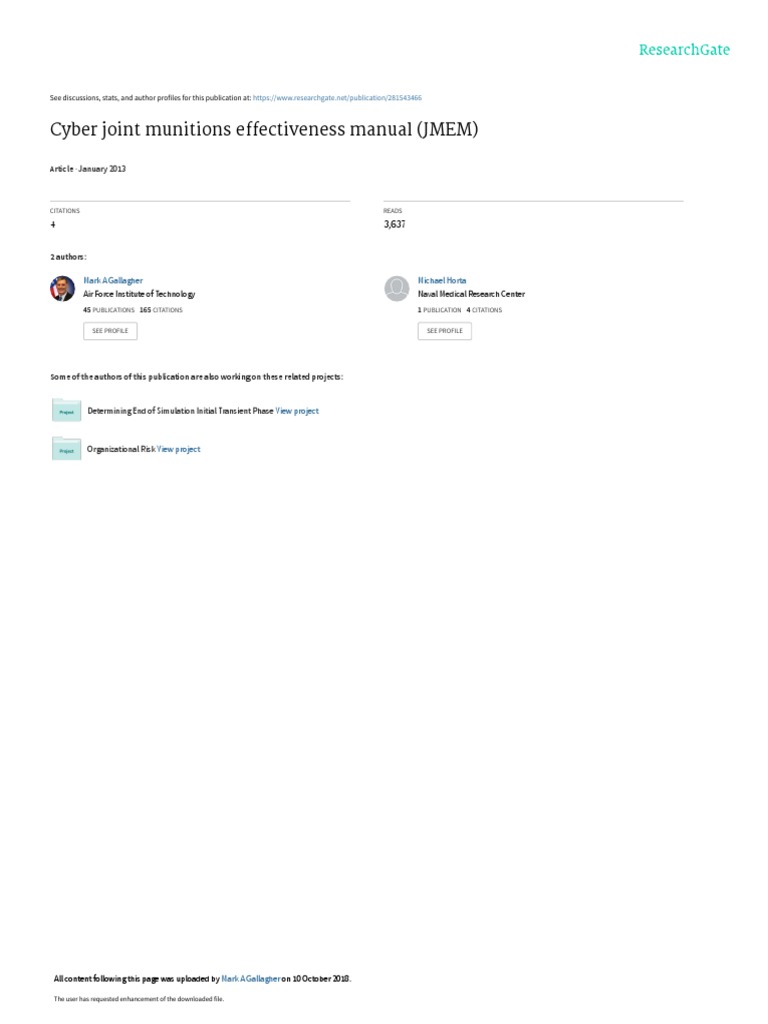 Cyber Joint Munitions Effectiveness Manual (JMEM) : January 2013 | PDF ...