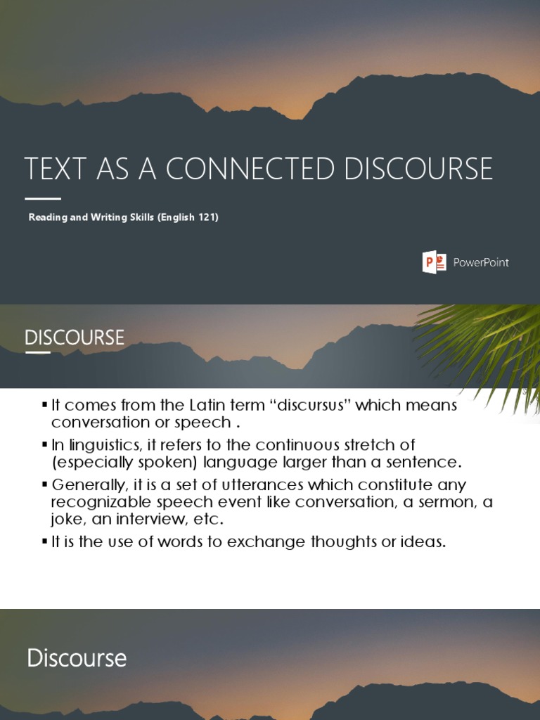 Lesson 1 Text As A Connected Discourse | PDF | Discourse | Knowledge