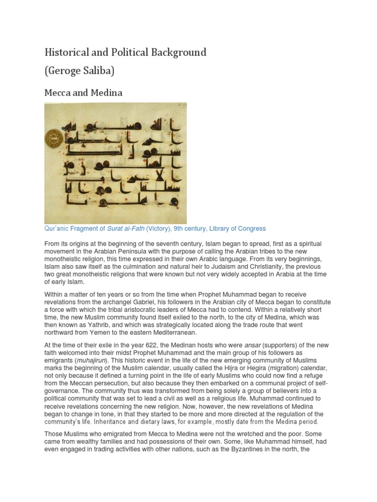 George Saliba - Historical and Political Background | PDF | Muhammad ...