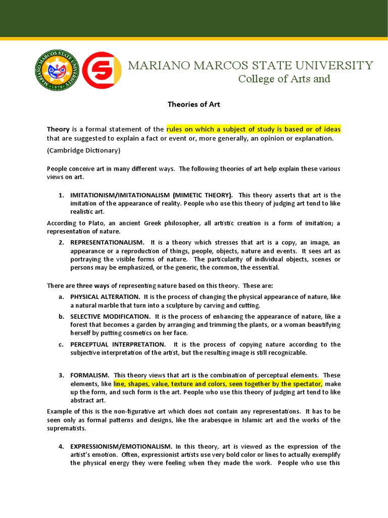 Theories of Art: An Overview of Imitationism, Representationalism ...