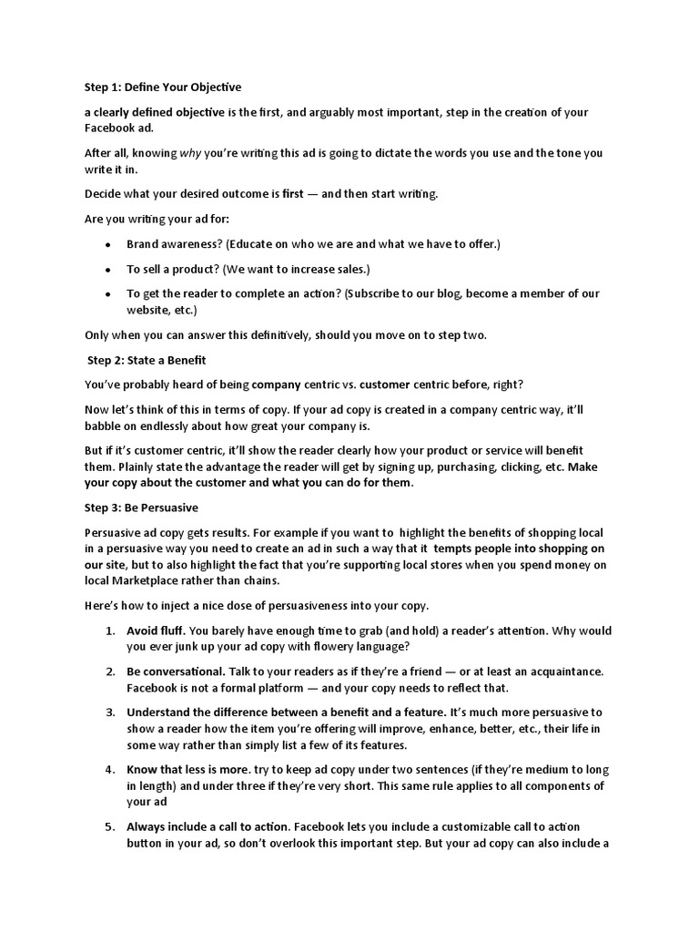 Facebook Ad Formula | PDF | Mass Media | Marketing