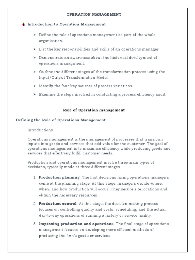 Operations Management Essentials | PDF | Operations Management ...