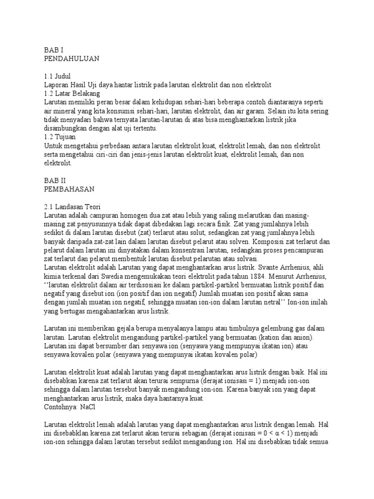 Daya Hantar Listrik Larutan | PDF