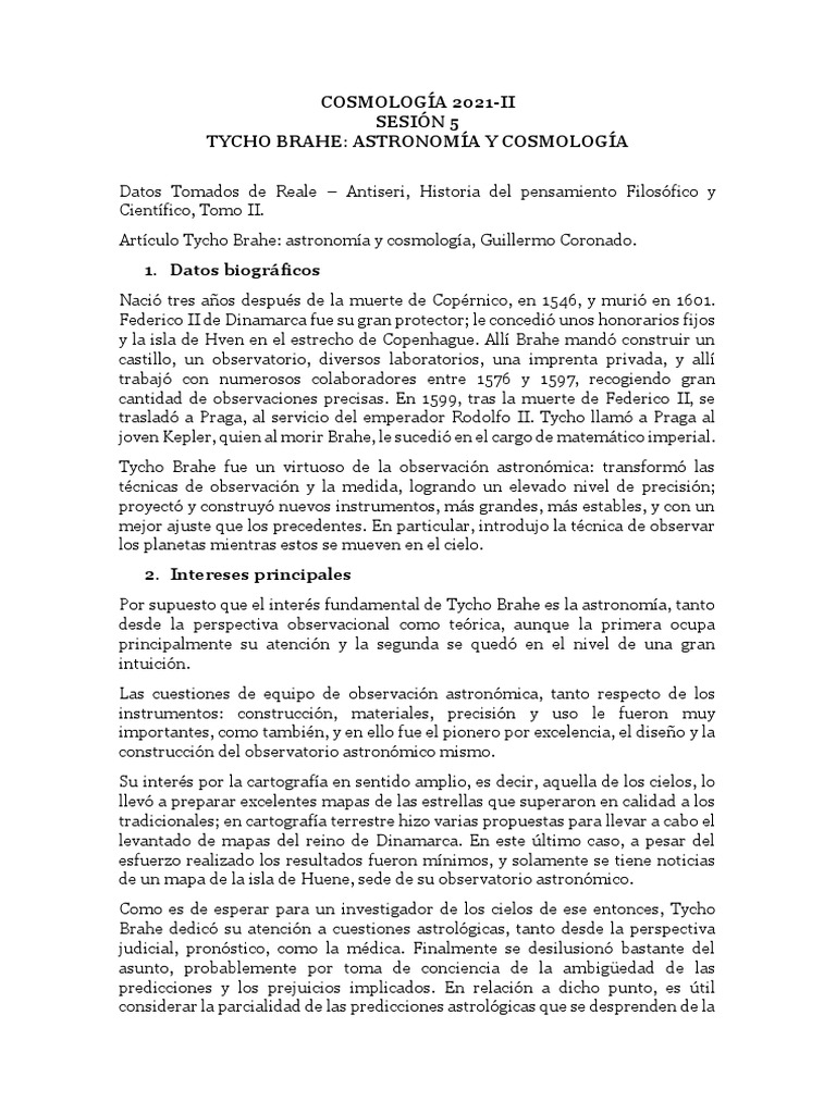 Tycho Brahe: Innovador de la Astronomía | PDF | Tycho Brahe | Astronomía