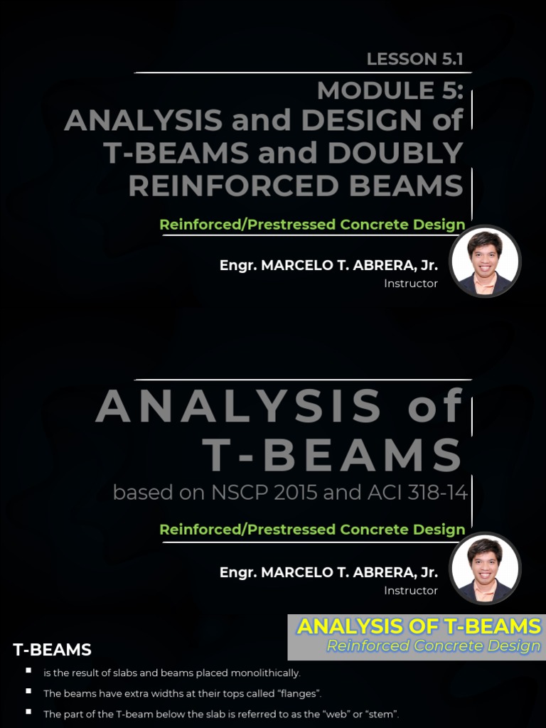 5.1 - Analysis of T-Beams | PDF | Beam (Structure) | Continuum Mechanics