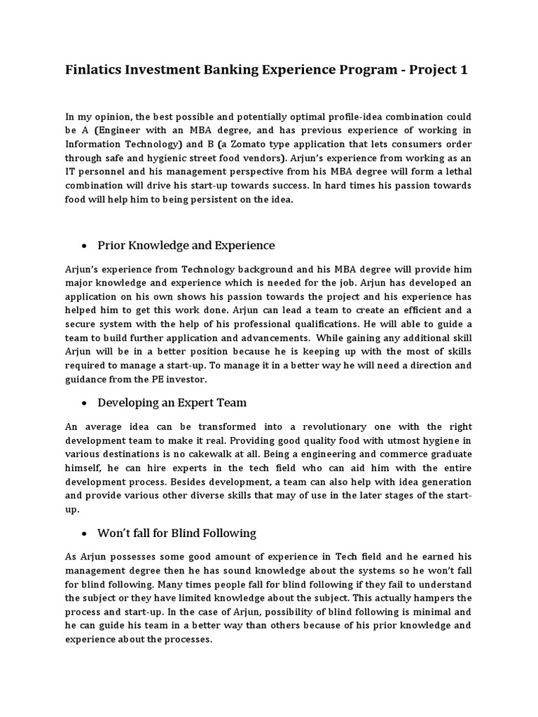 Finlatics Investment Banking Program Insights | PDF | Startup Company ...