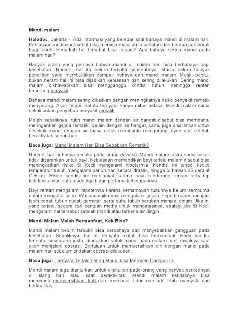 Penjelasan Mandi Malam | PDF