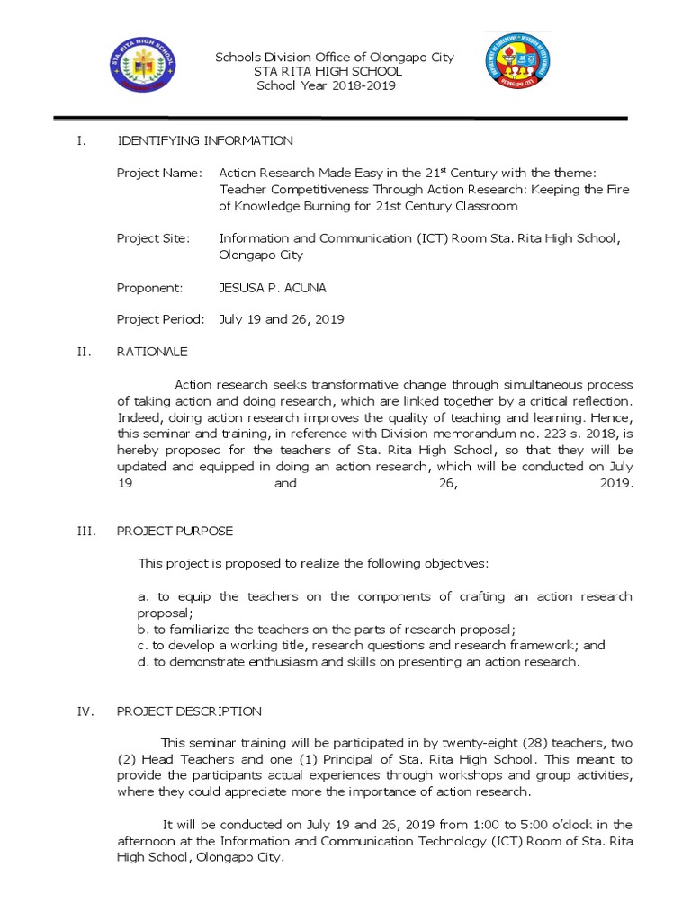 Action Research Proposal INSET | PDF | Teachers | Action Research
