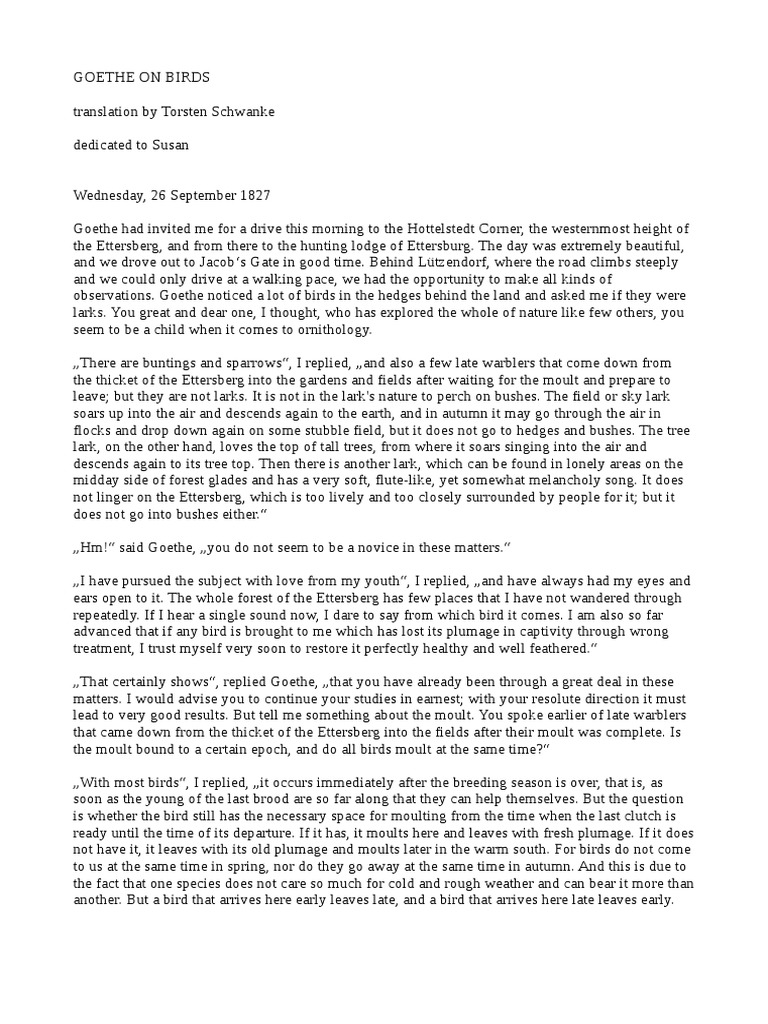 Goethe On Birds | PDF | Birds | Egg