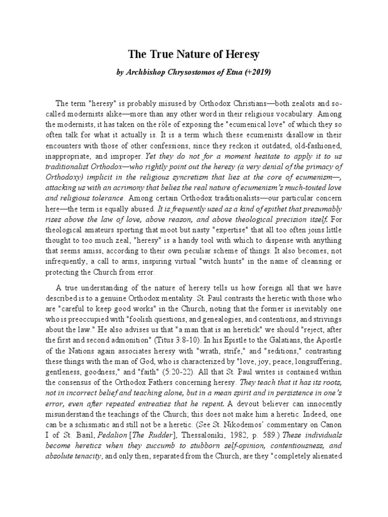 Understanding Heresy in Orthodoxy | PDF | Heresy | Ecumenism