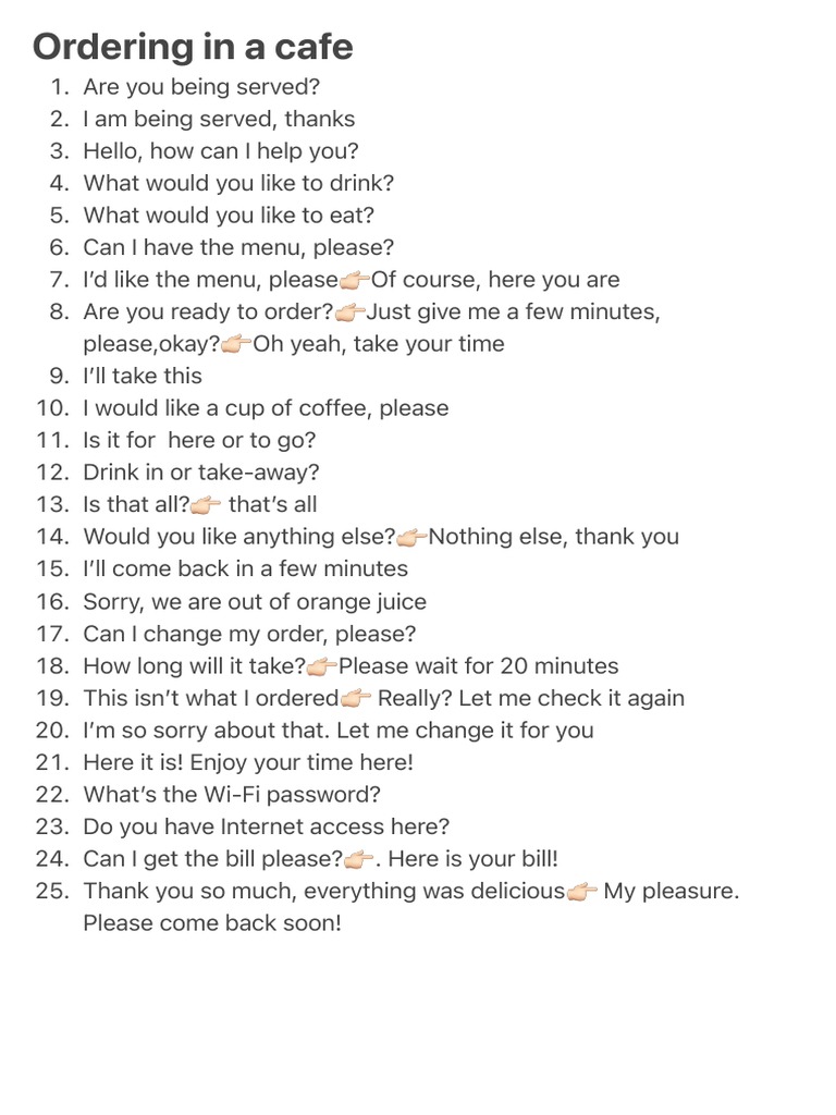 Cafe Ordering Conversations Guide | PDF