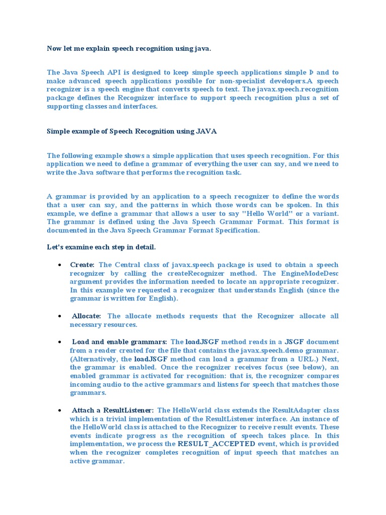 Now Let Me Explain Speech Recognition Using Java.: Loadjsgf JSGF Loadjsgf | PDF | Method ...