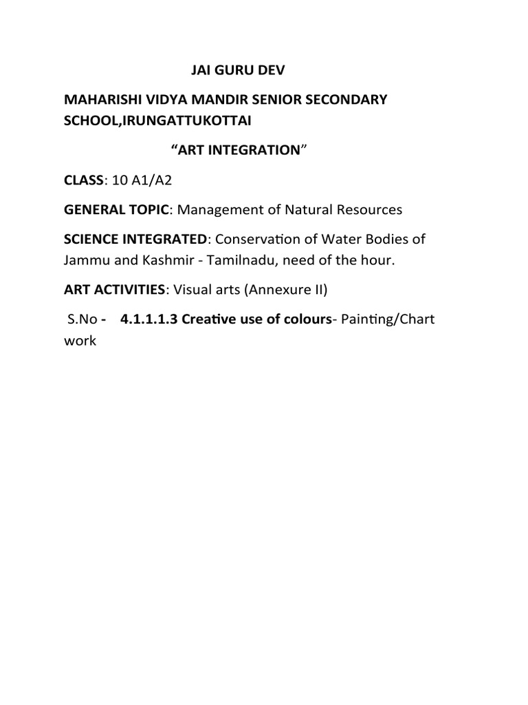 Art Integration Class 10 Science | PDF