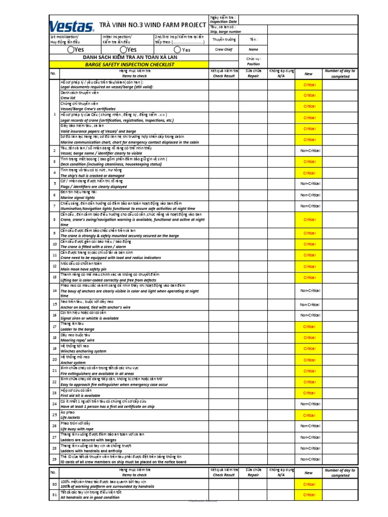 Inspection Check List For Barges TV1.3-20201202 | PDF