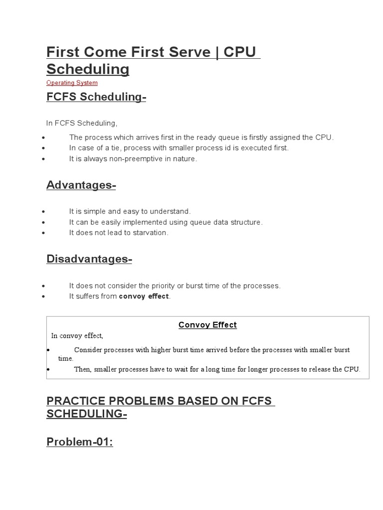 FCFS CPU Scheduling Explained | PDF | Scheduling (Computing) | Computer Engineering