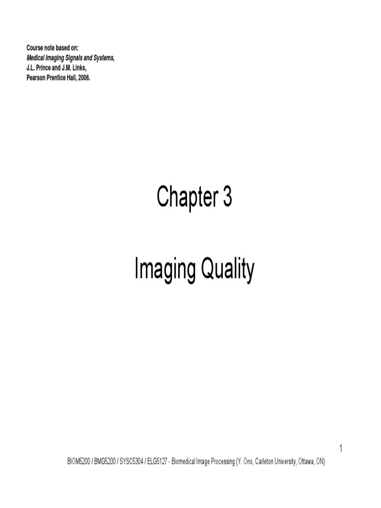Imaging Quality: Medical Imaging Signals and Systems | PDF | Signal To ...