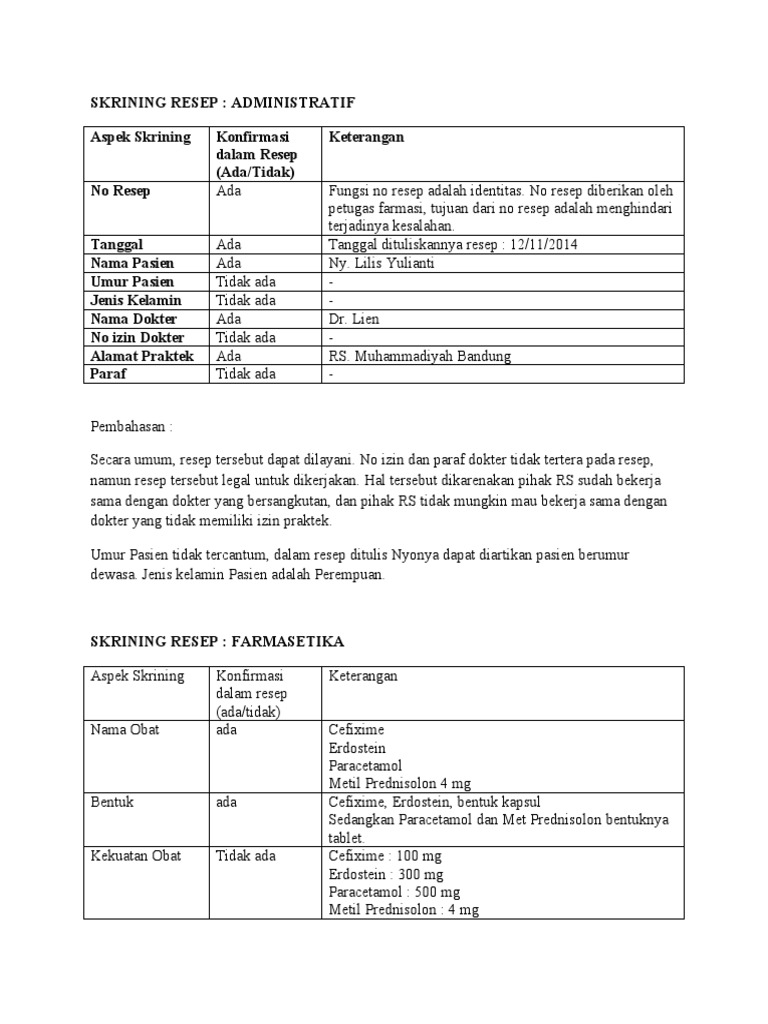 Skrining Resep | PDF Skrining Resep | PDF