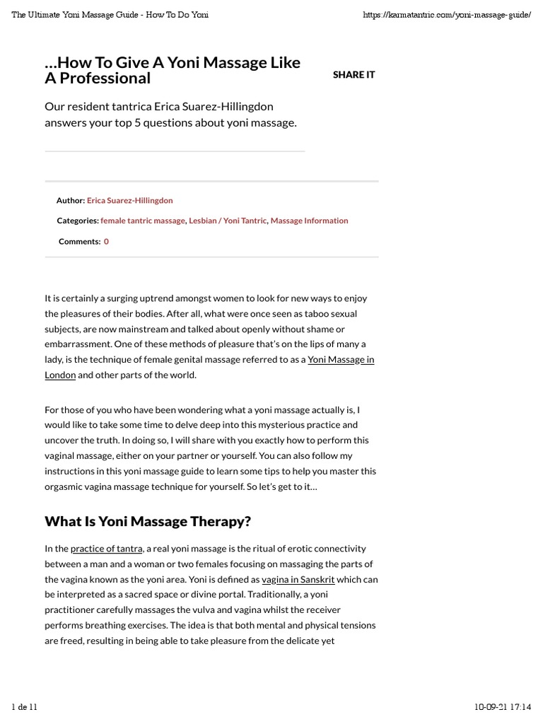 The Ultimate Yoni Massage Guide - How To Do Yoni | PDF | Clitoris | Orgasm