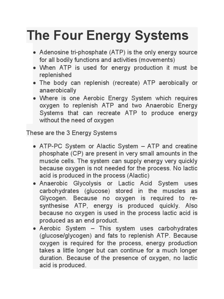 The Four Energy Systems | PDF