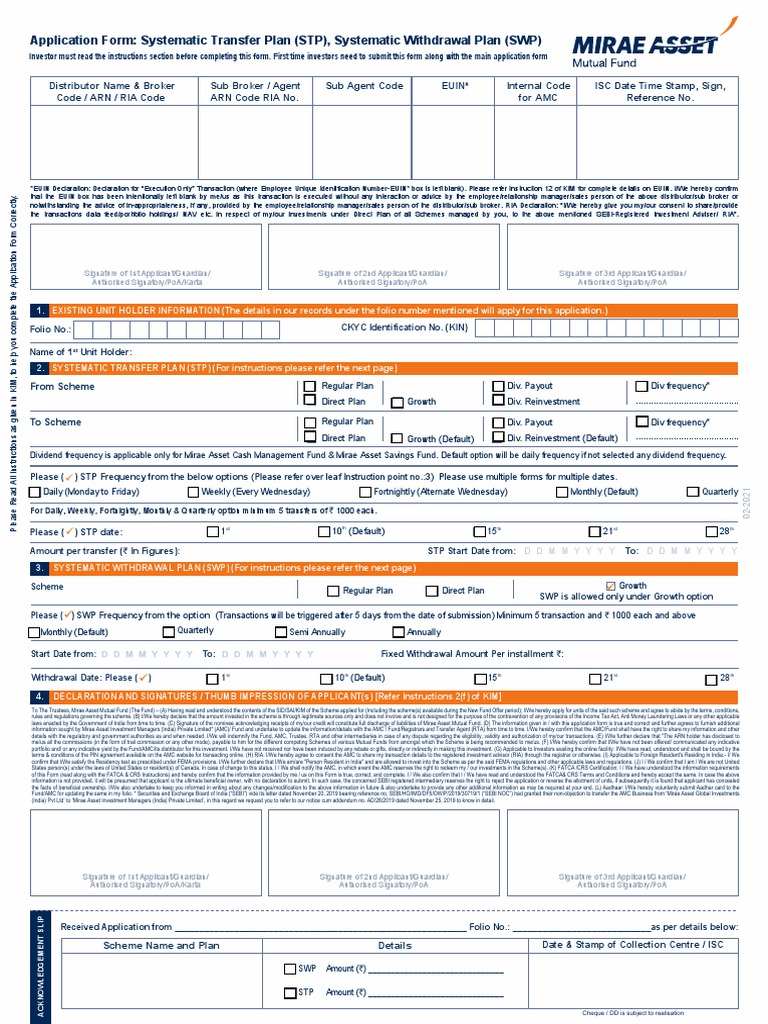 STP - SWP Editable Form | PDF | Mutual Funds | Investing