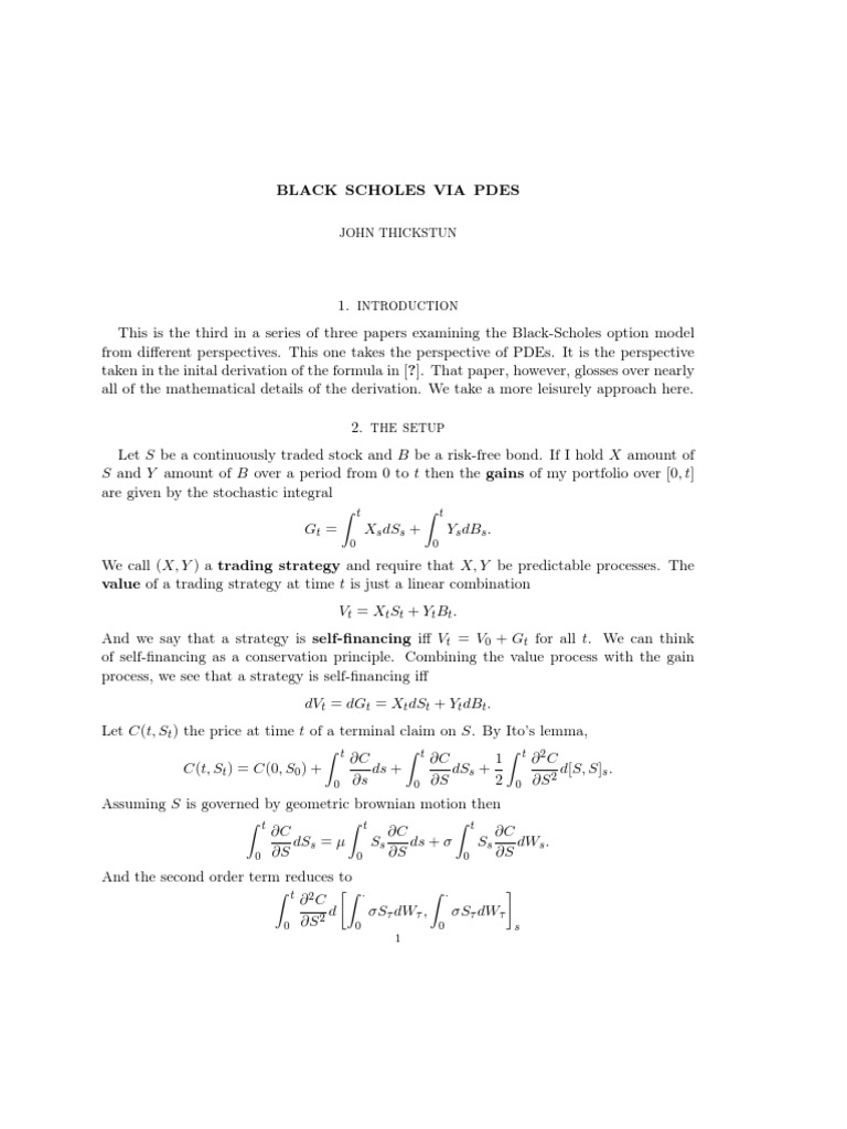 Black Scholes PDE | PDF | Black–Scholes Model | Applied Mathematics