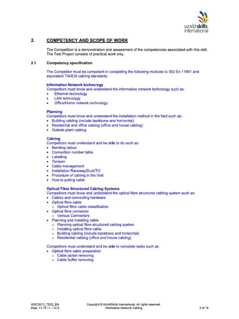 Scope of Work Information Network Cabling | PDF
