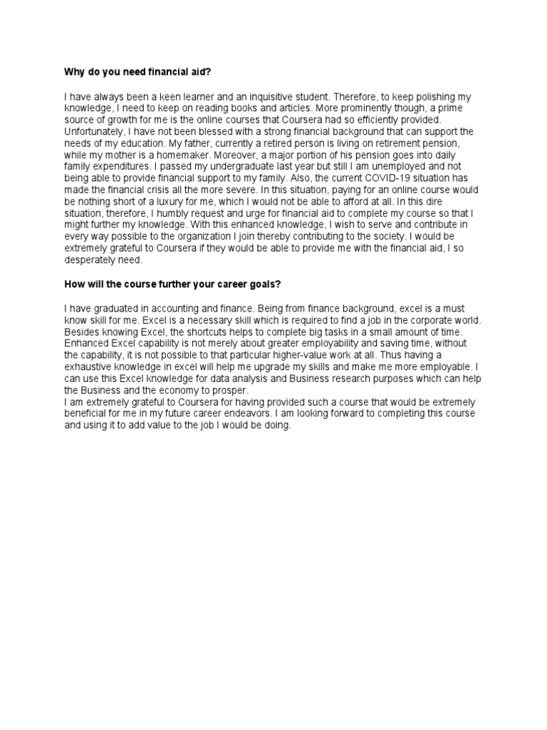 Why Do You Need Financial Aid? | PDF