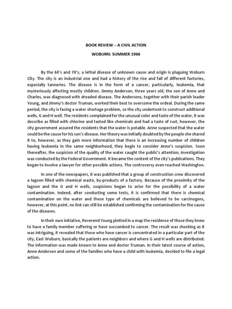 Book Review - A Civil Action - Woburn Summer 1966 | PDF | Water ...