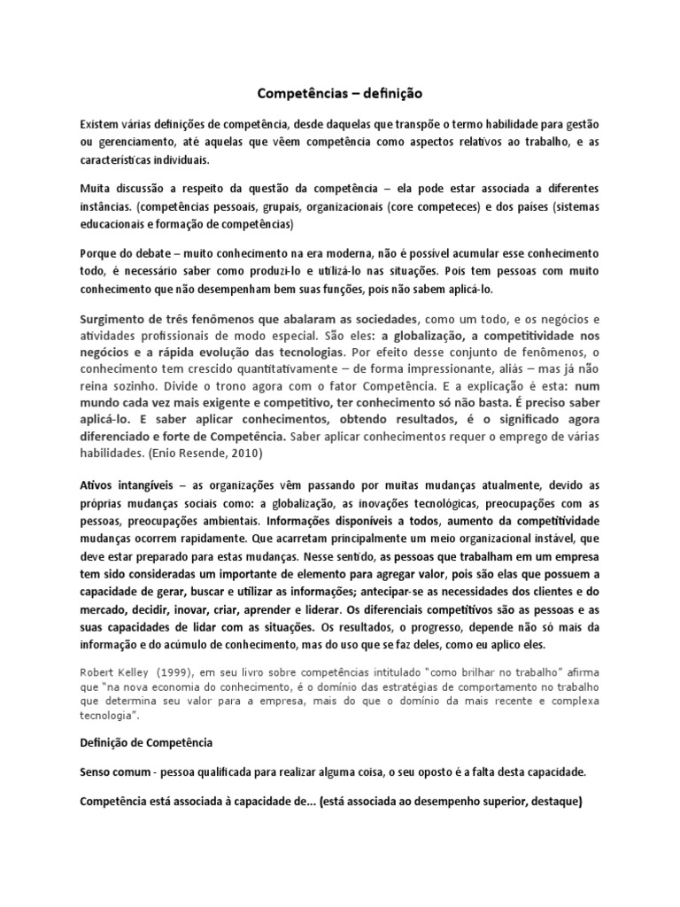 Conceito Competências | PDF | Competência (Recursos Humanos) | Conhecimento