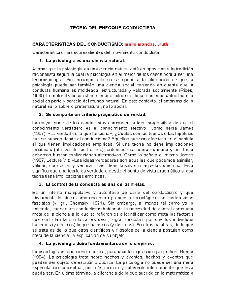 Teoria Del Enfoque Conductista | PDF | Aprendizaje | Evaluación