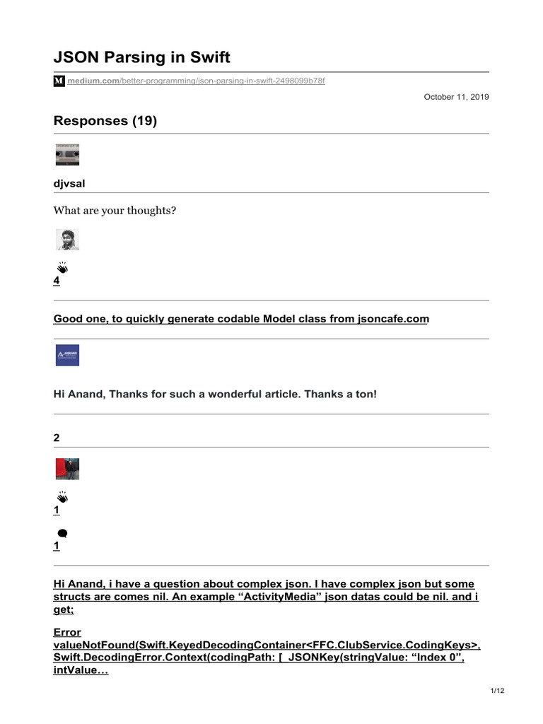 Json Parsing In Swift Pdf Json Swift Programming Language