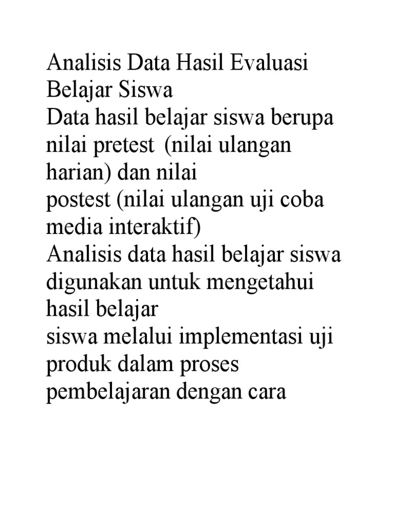 Analisis Data Hasil Evaluasi Belajar Siswa | PDF | Karier & Perkembangan | Bisnis