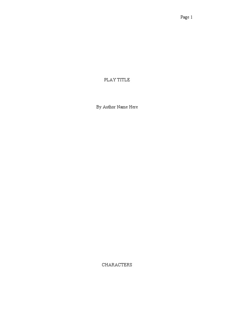 Play Script Template | PDF | General Fiction