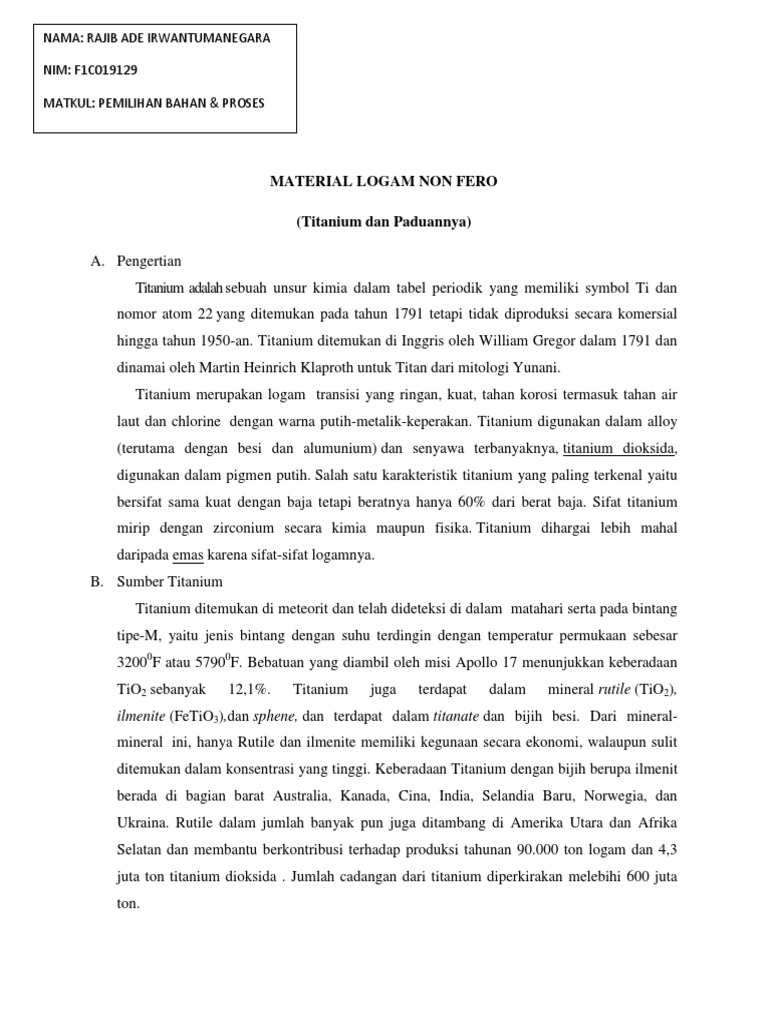 Makalah Titanium Dan Paduannya | PDF