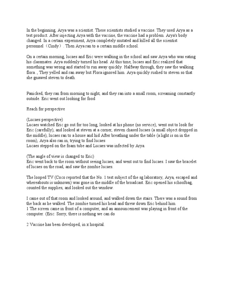 Zombie 1 - Grade 7 Short Film Script | PDF