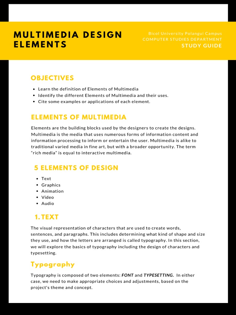 Multimedia Design Elements | PDF | Typography | 3 D Computer Graphics