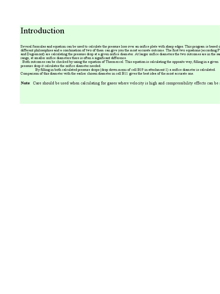 Orifice Calculation | PDF | Science & Mathematics | Computers