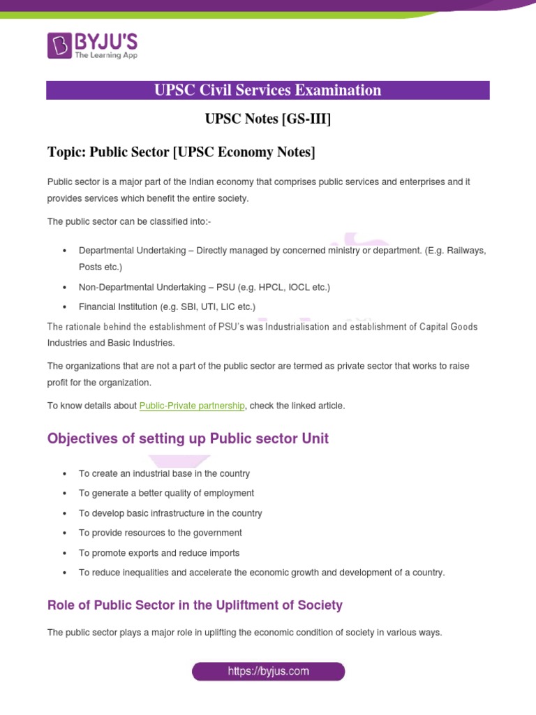 UPSC Civil Services Examination: UPSC Notes (GS-III) Topic: Public ...