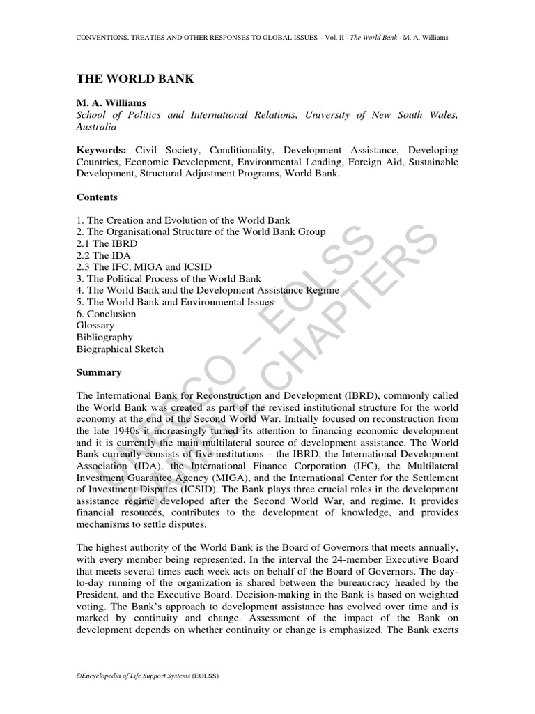 Unesco - Eolss Sample Chapters: The World Bank | PDF | World Bank ...