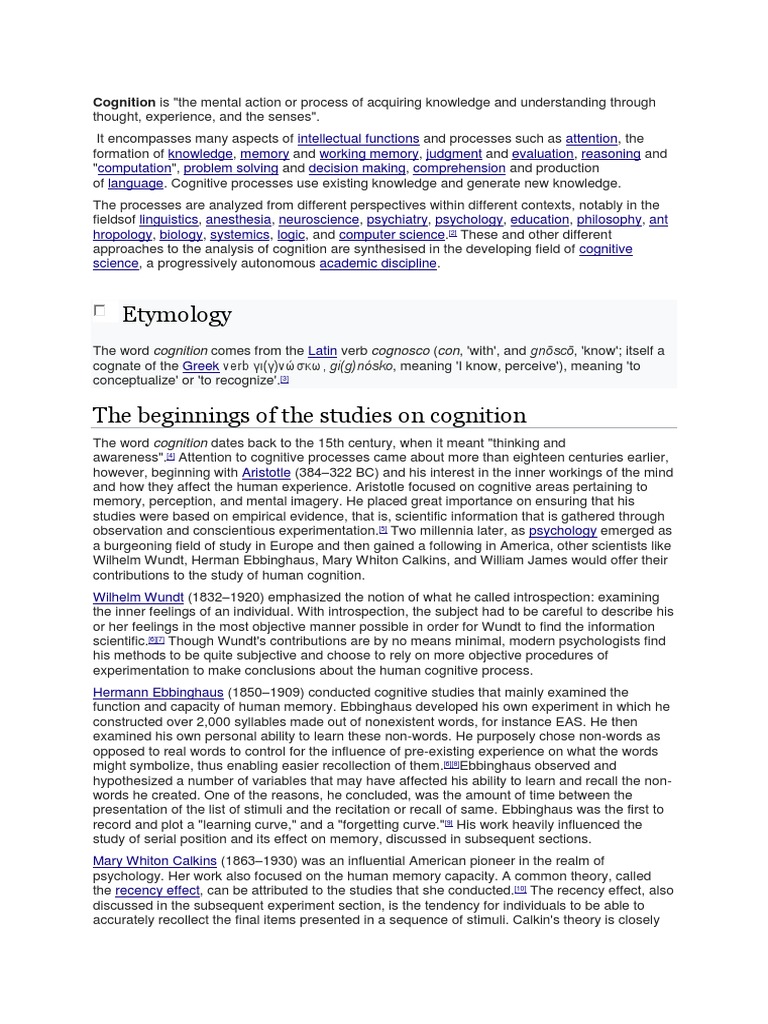 COGNITION Converted1234567890iuhgc | PDF | Cognition | Behavioural Sciences