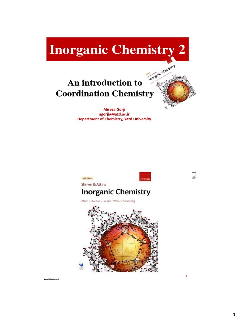 Inorganic Chemistry 2-1 | PDF | Coordination Complex | Isomer